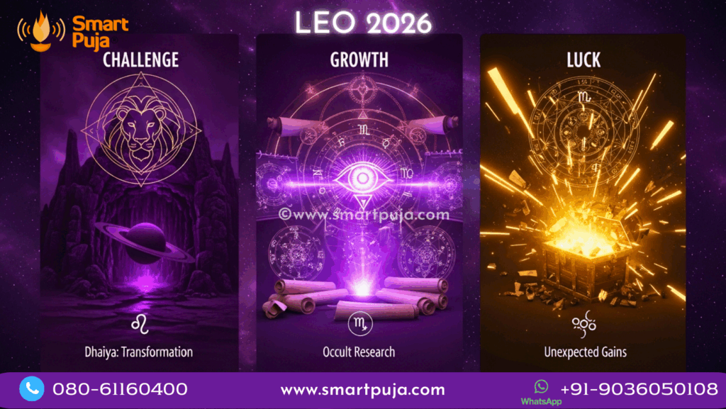 Leo Horoscope 2026: Dhaiya Challenges,Growth (Vedic Prediction)
